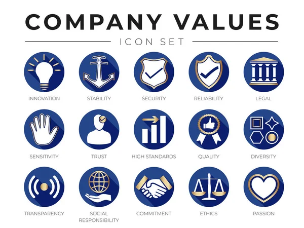 Company Core Values Icon Set Integrity Leadership Security Providing Value ⬇ Vector Image by ...