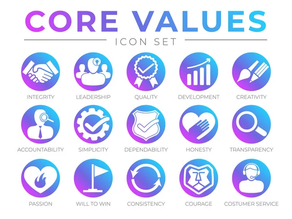 Core values icons imágenes de stock de arte vectorial | Depositphotos