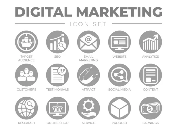Digital Marketing Icon Set Target Audience Seo Email Marketing Website ...