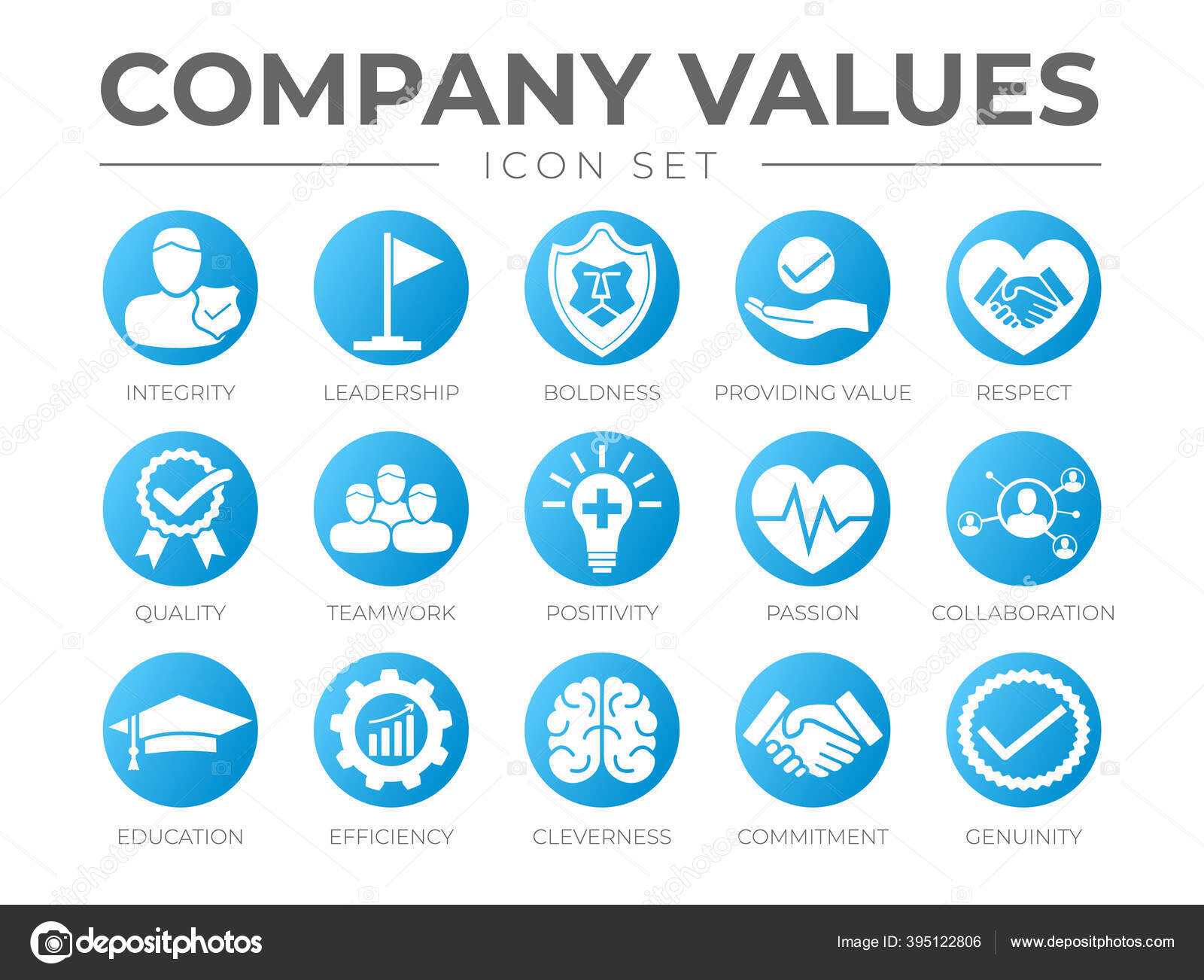 Business Company Values Orange Icon Set Integrity Leadership Boldness ...