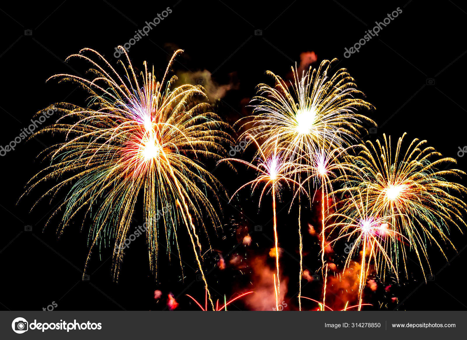 Beautiful firework display on sky at night for celebration Stock Photo ...