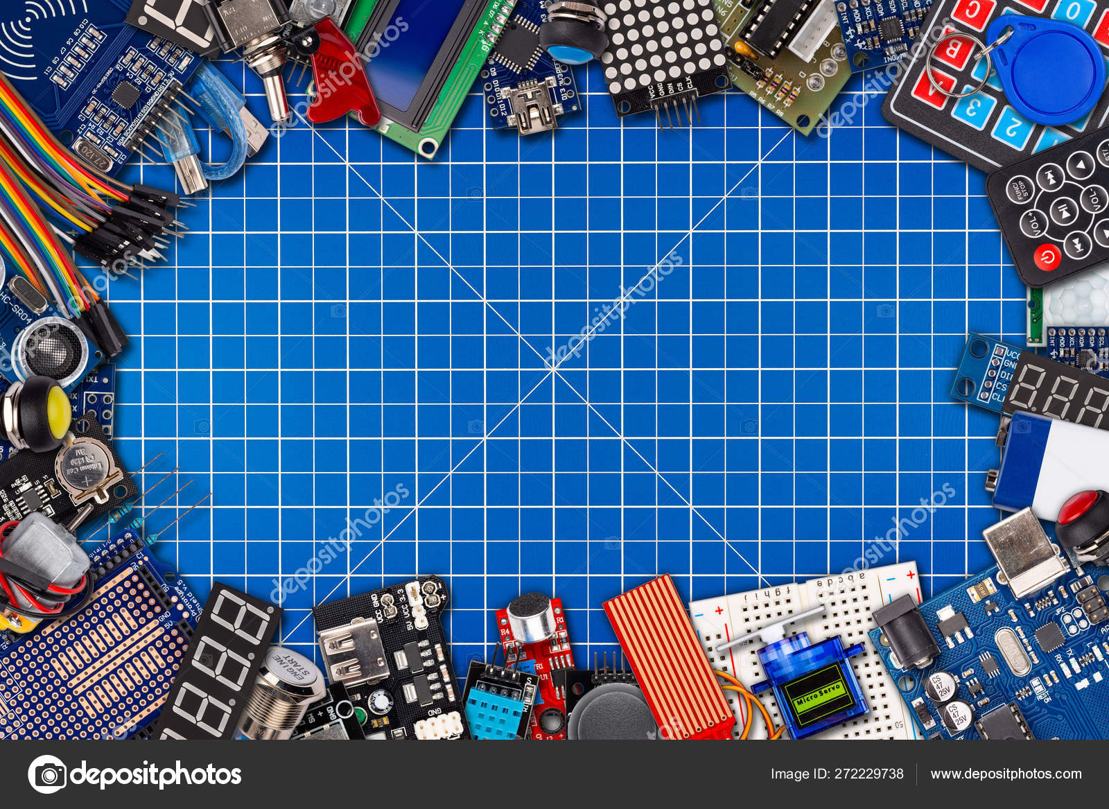 Frame collage with copy space of microcontroller board display s ...