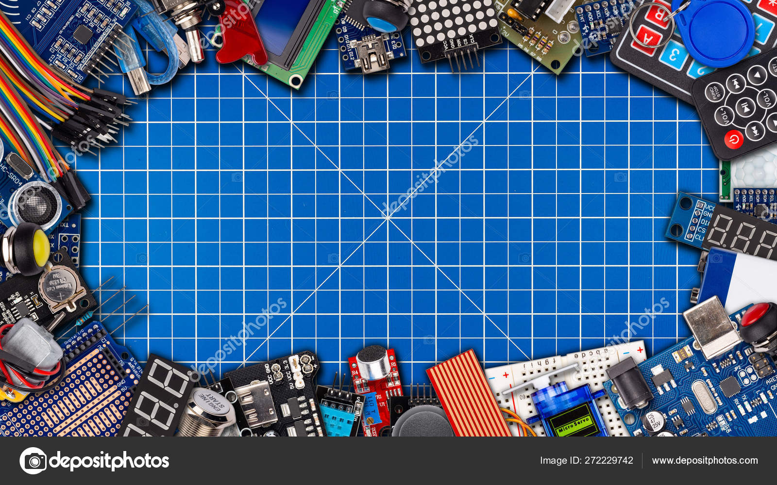 Frame collage with copy space of microcontroller board display s ...