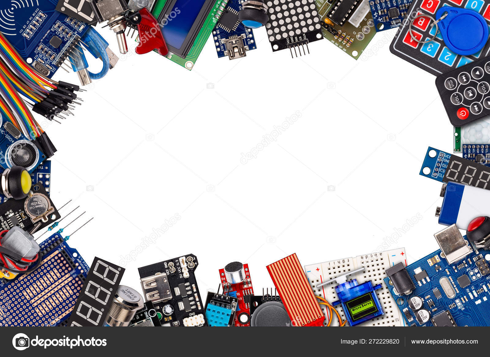 Frame collage with copy space of microcontroller board display s Stock ...