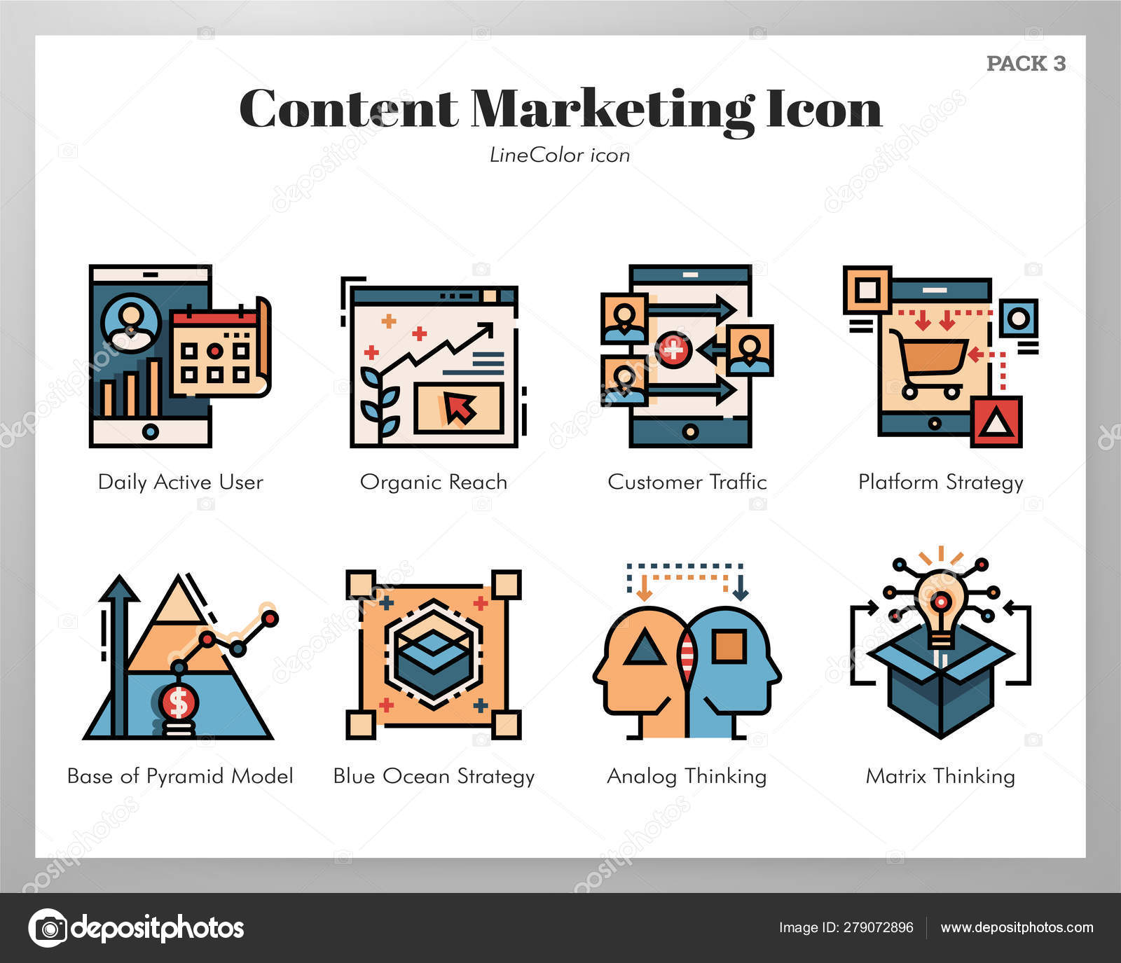 Content marketing icons LineColor pack Stock Vector by ©Chanut-is ...