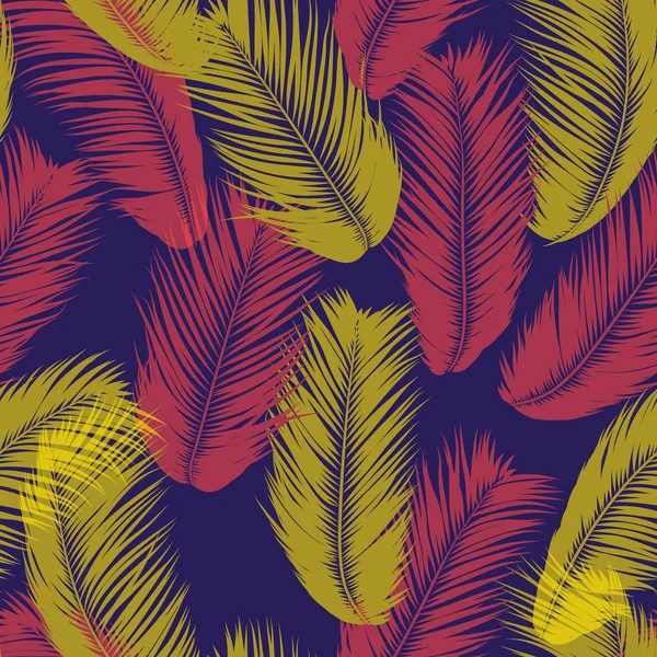 Tropical Palm Tree Leaves Vector Seamless Pattern Simple Silhouette
