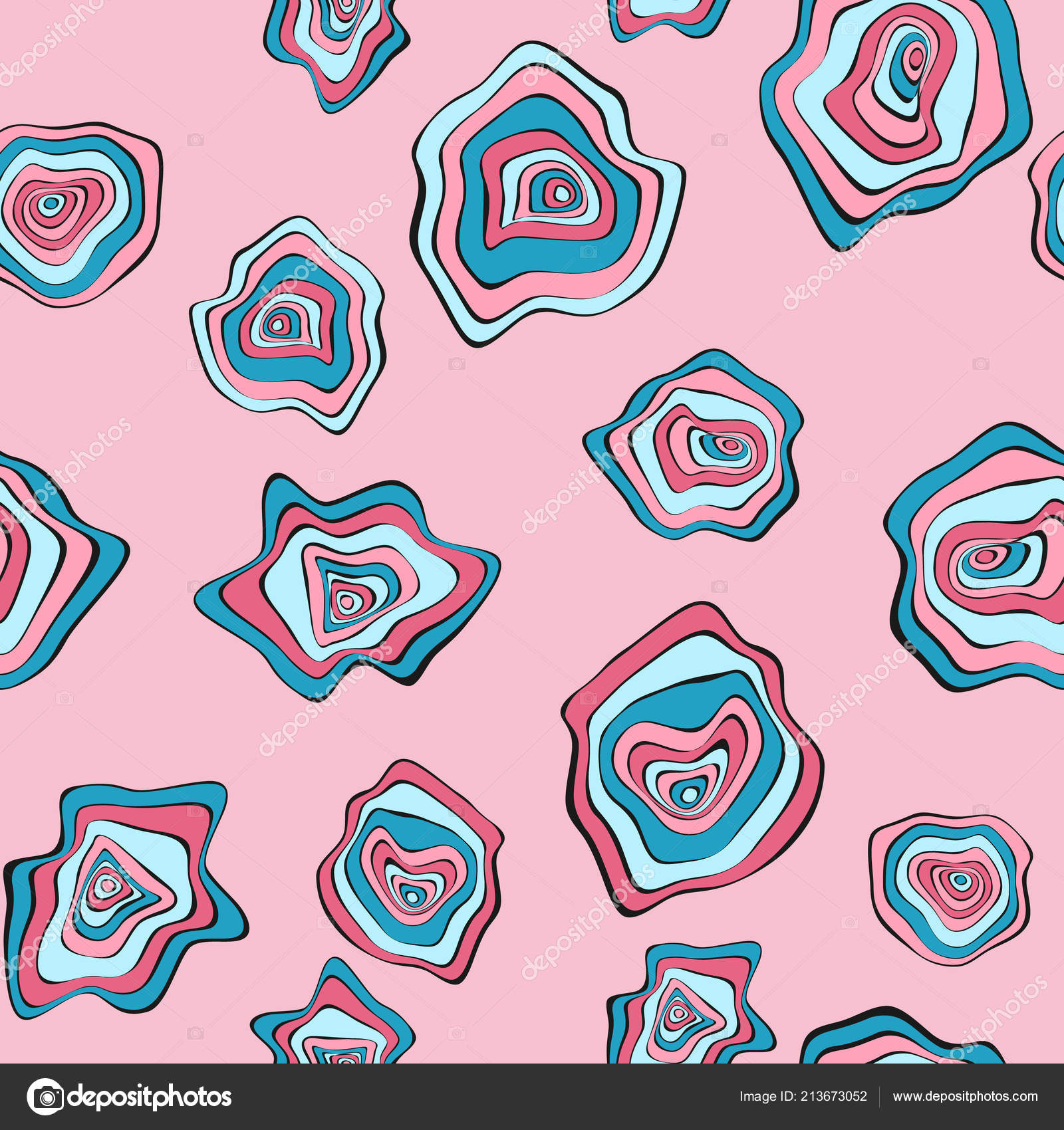 Wavy Distorted Rounds. Seamless Pattern with Deformed Circles. Hand ...