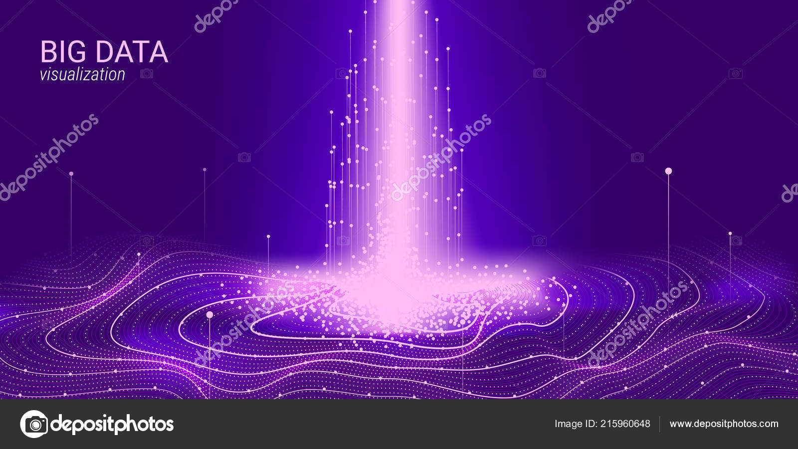 Gelombang 3D Big Data Visualization. Analisis Infografis . Vektor Stok ...