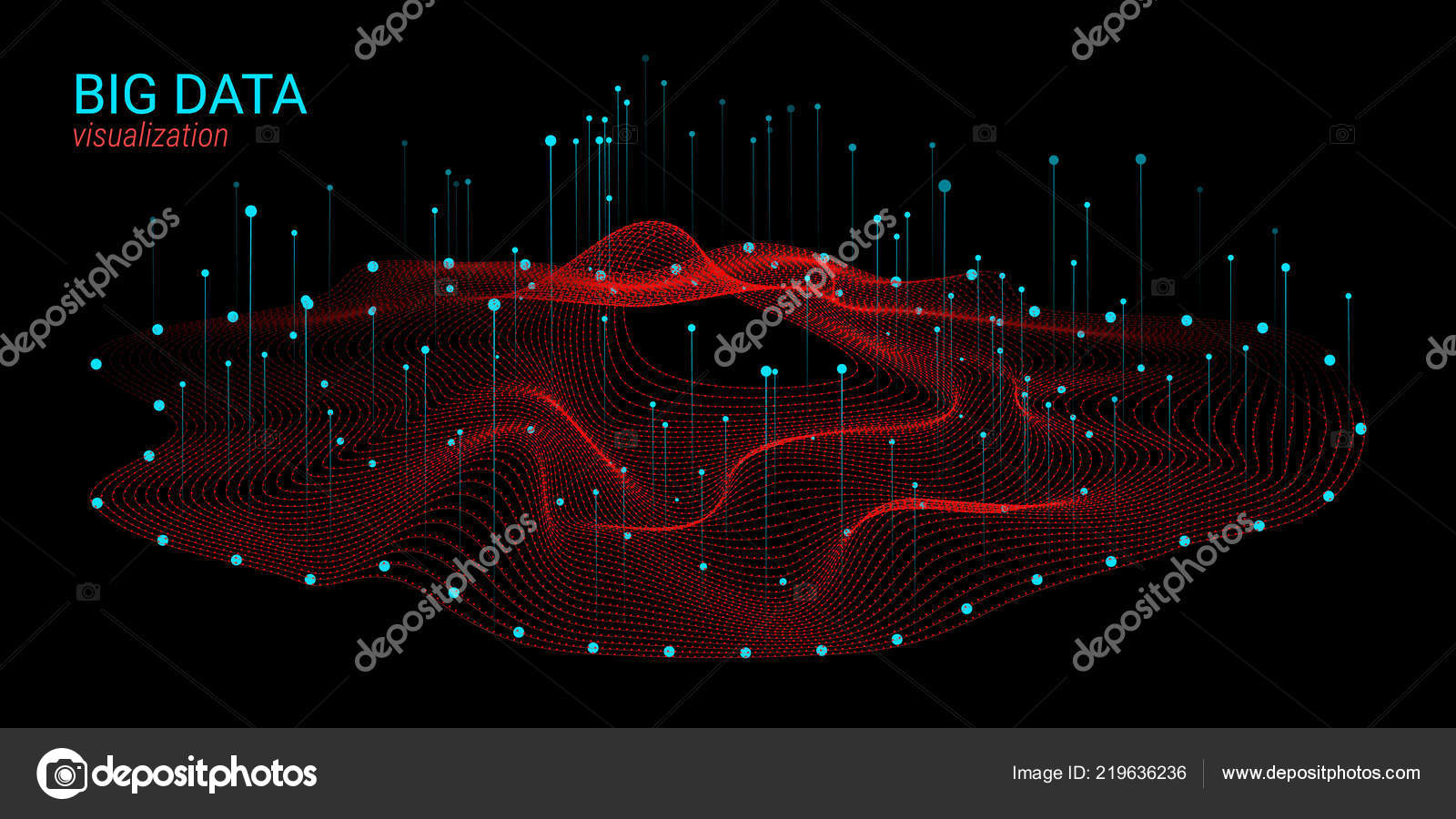 Wave 3D Big Data Visualization. Analysis Infographic. Stock Vector by ...