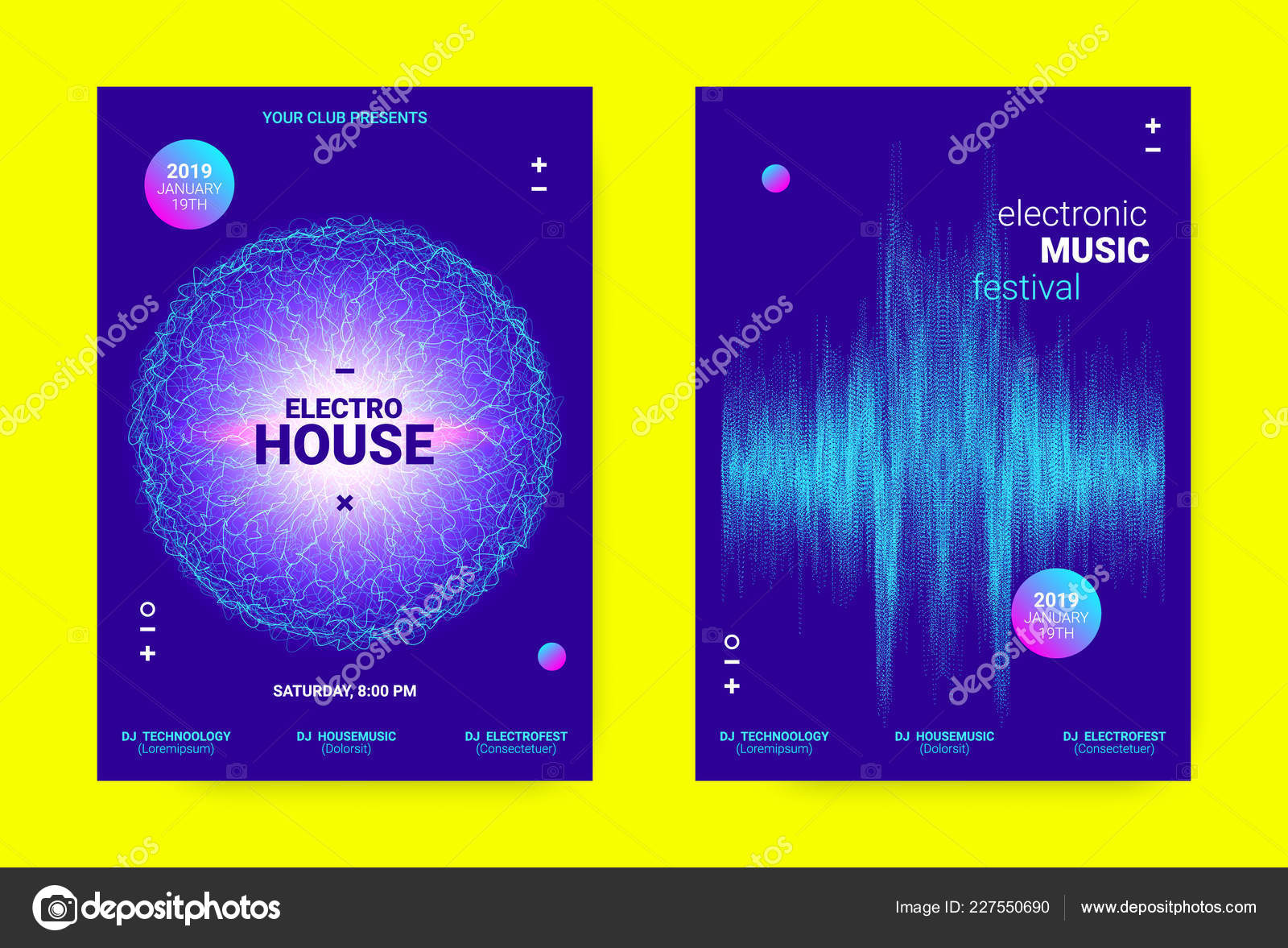 Wave Music Poster Concept. Electronic Sound Flyer. Stock Vector by ...