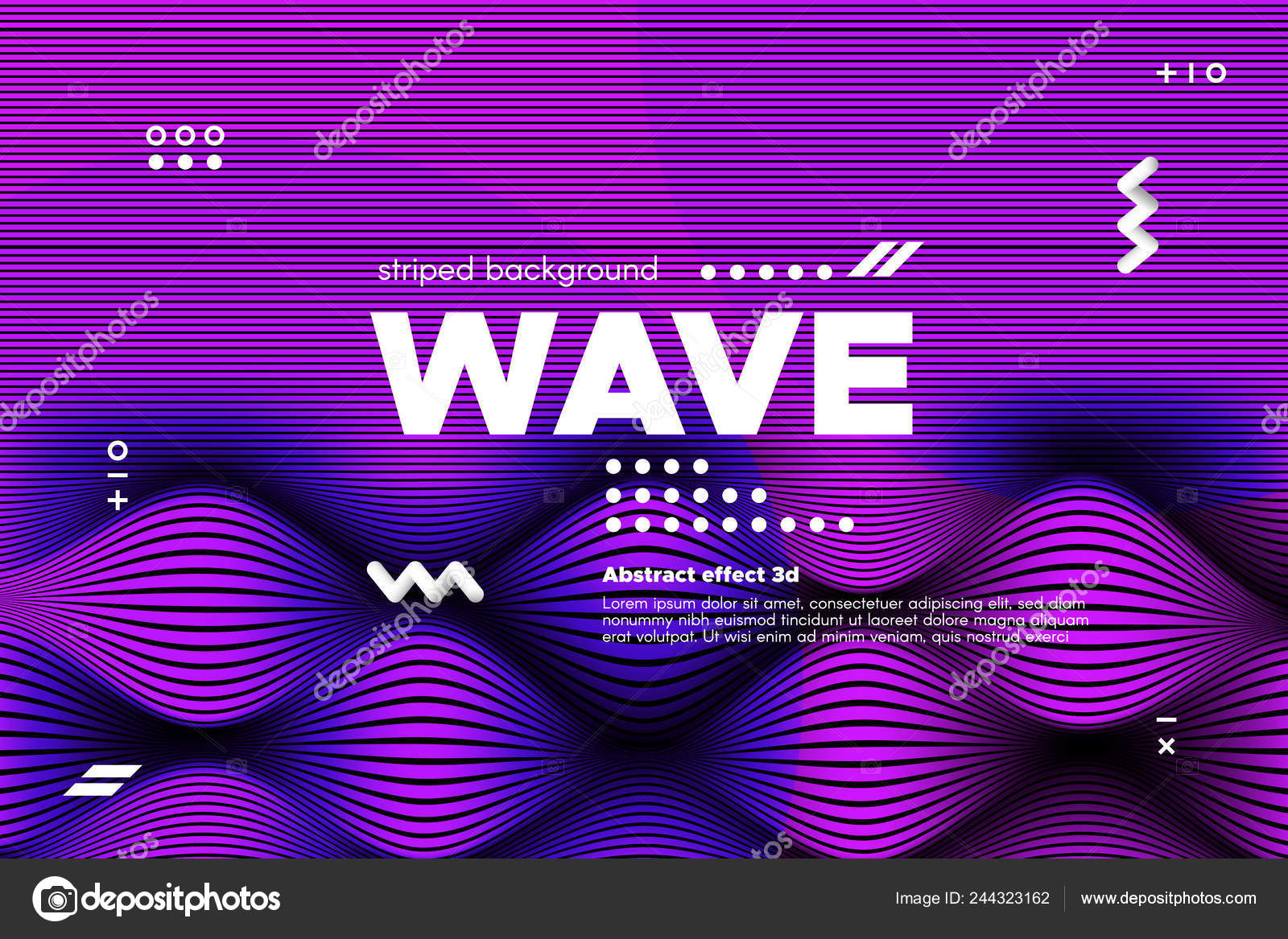 Movement of Distorted Purple Stripes. 3d Poster. Stock Vector by ...