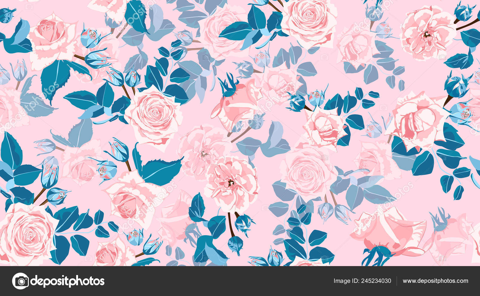 Floral Roses Pattern in Pastel Colors. Stock Vector by ©ingara 245234030