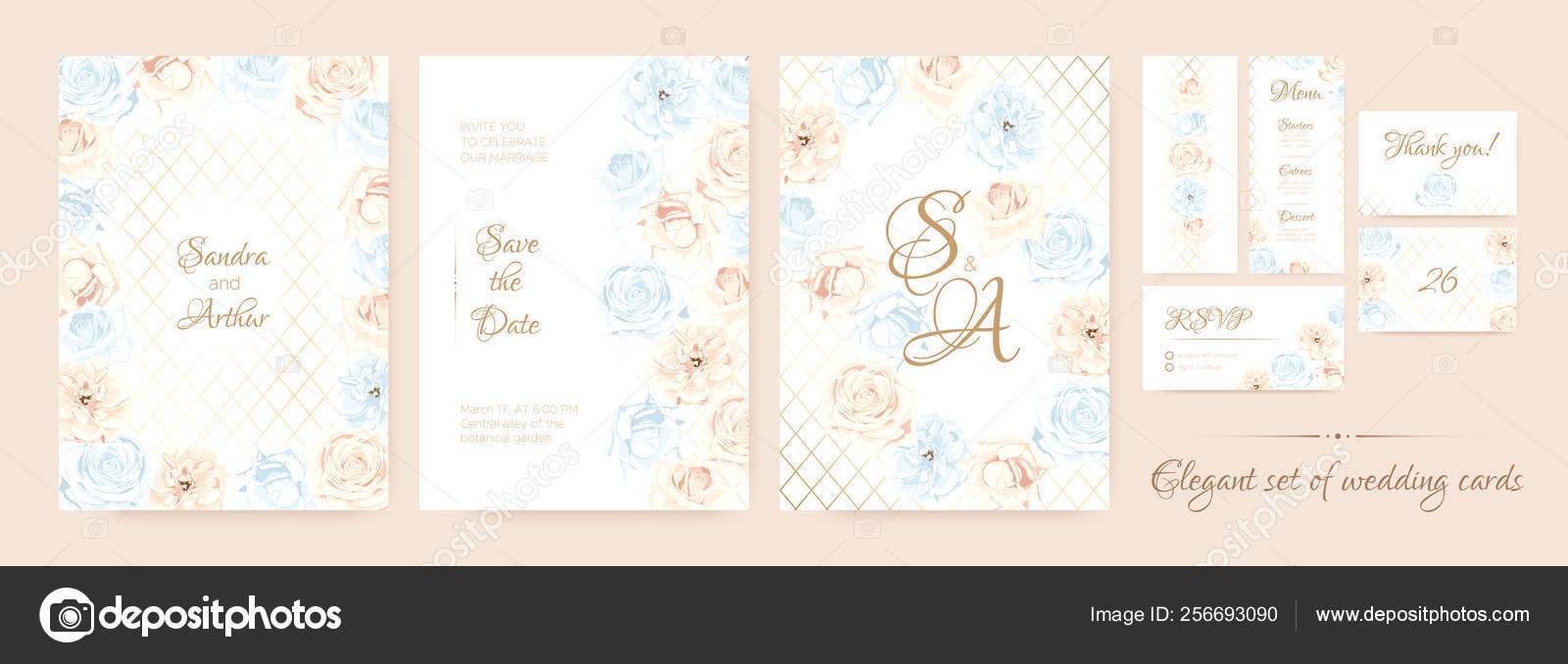 Floral Wedding Invite in Pastel Colors. Stock Vector by ©ingara 256693090