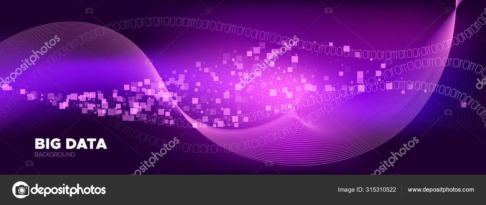 Particle Future. Purple Big Data Analysis. Neon Stock Vector Image by ...