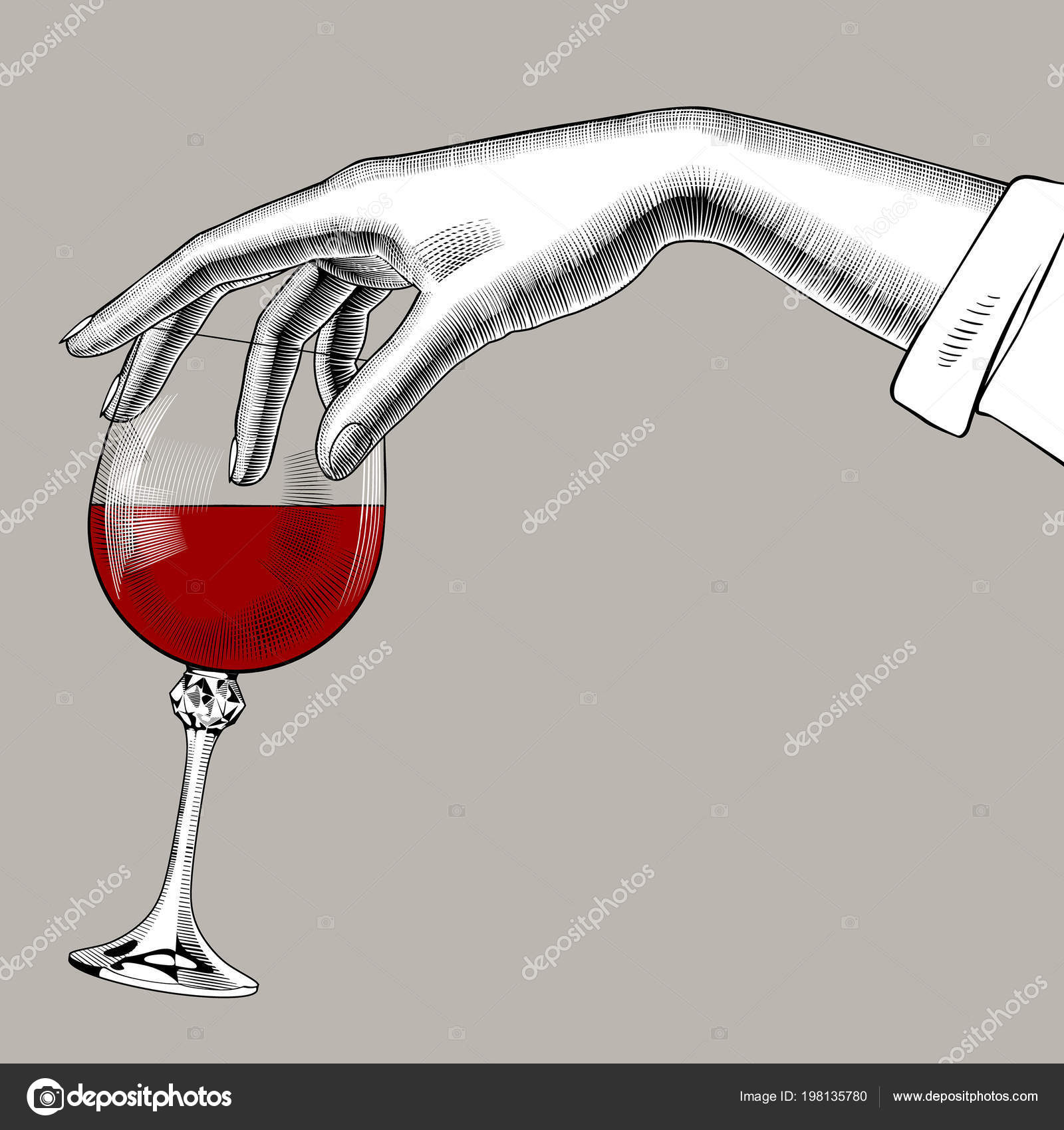 Woman's Hand Holding Glass Red Wine Vintage Engraving Stylized Drawing ... Woman's Hand Holding Glass Red Wine Vintage Engraving Stylized Drawing ...