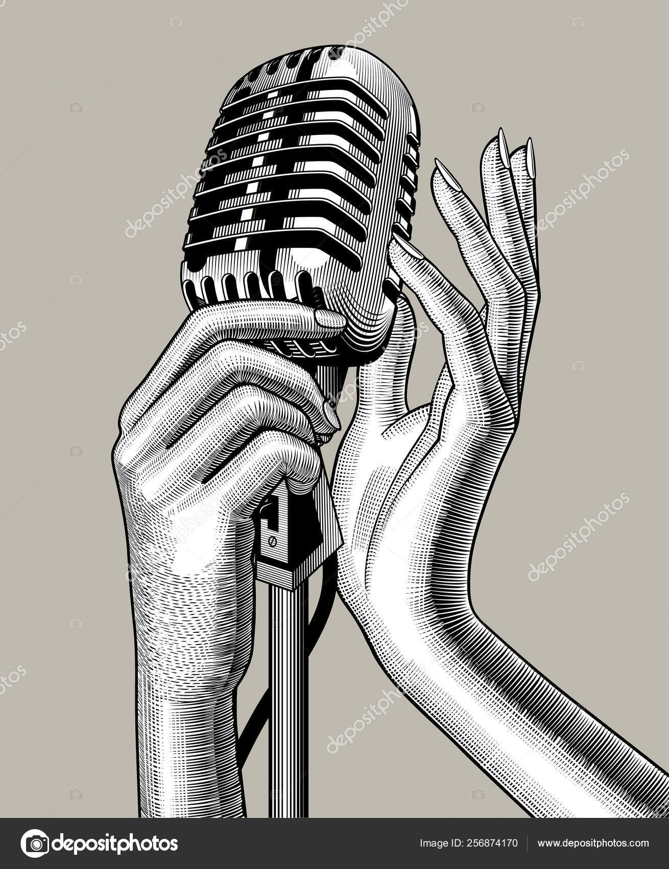 Vintage Microphone Drawing