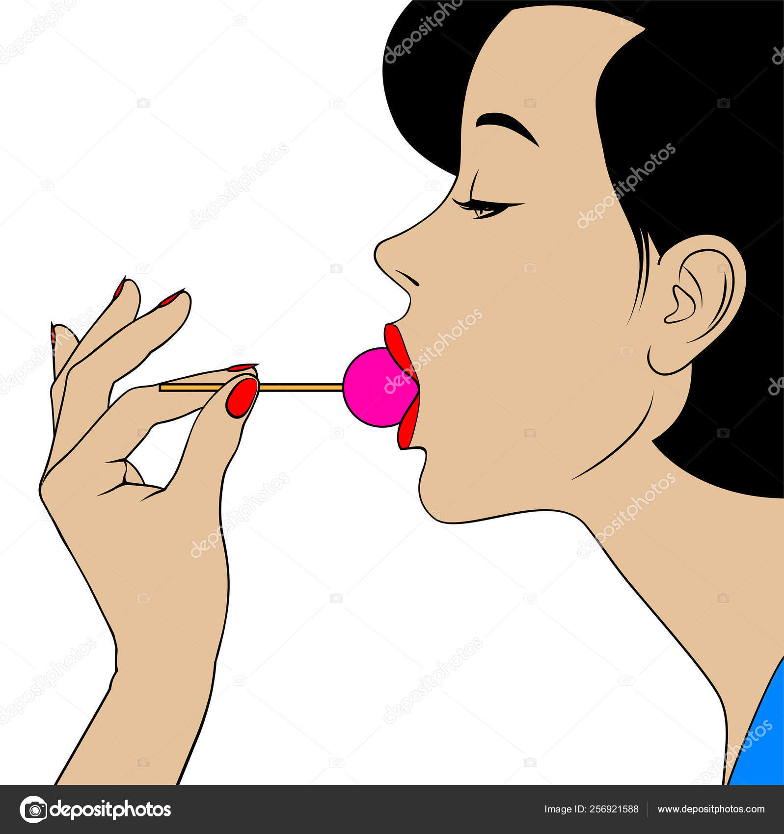 Girl Licking Lollipop Drawing