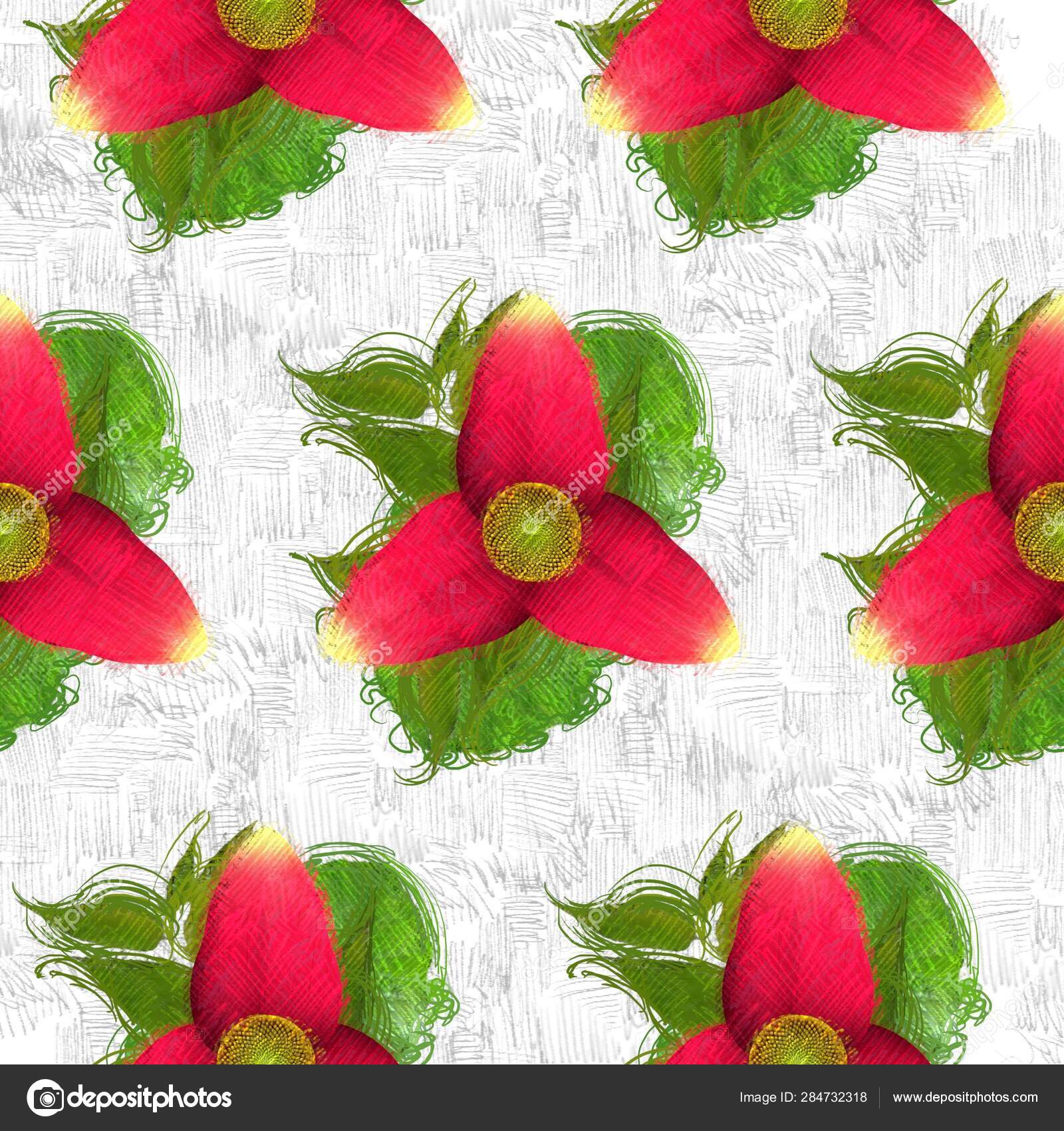 Floral Drawing Messy Style Grungy Background — Stock Photo ...