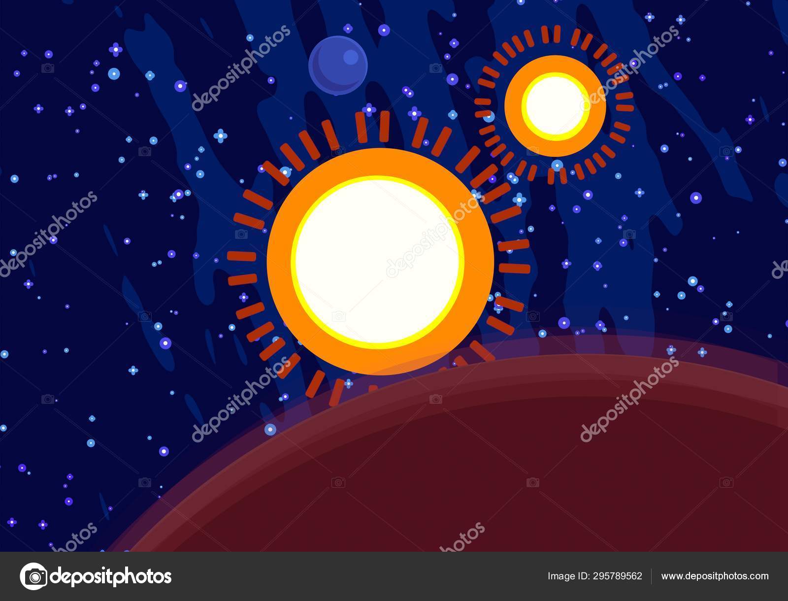 Illustration Cartoon Draw Style Space Picture Deep Vast Space Stars ...