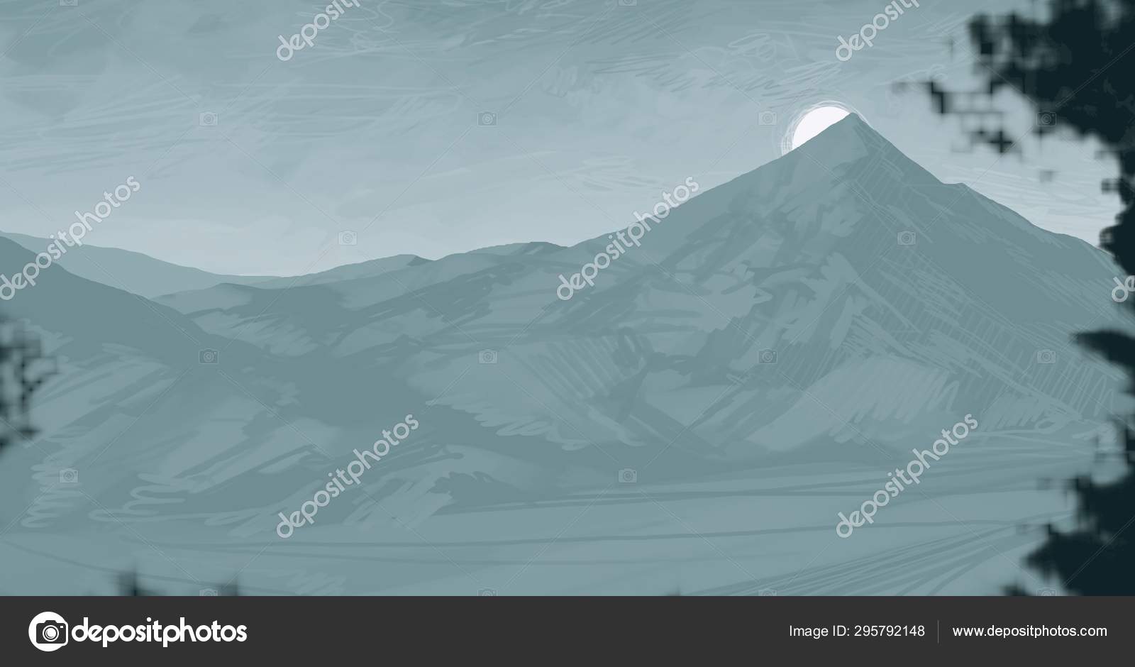 Illustration Mountains Scotland Digital Painting Art Hand Made Drawing ...