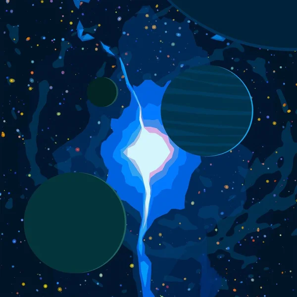 2d illustration. Cartoon draw style space picture. Deep vast space ...