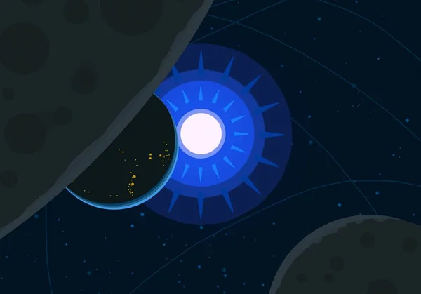 2d illustration. Cartoon draw style space picture. Deep vast space ...