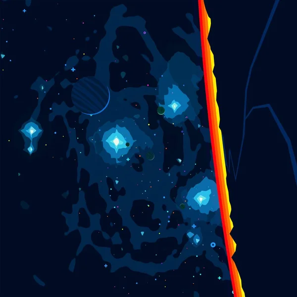 2d illustration. Cartoon draw style space picture. Deep vast space ...