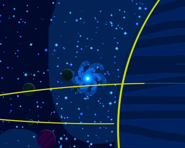 2d illustration. Cartoon draw style space picture. Deep vast space ...