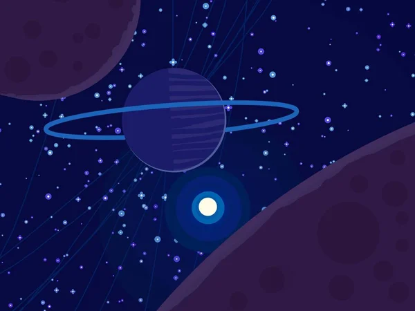 2d illustration. Cartoon draw style space picture. Deep vast space ...
