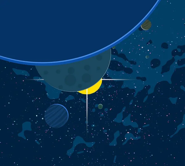 2d illustration. Cartoon draw style space picture. Deep vast space ...