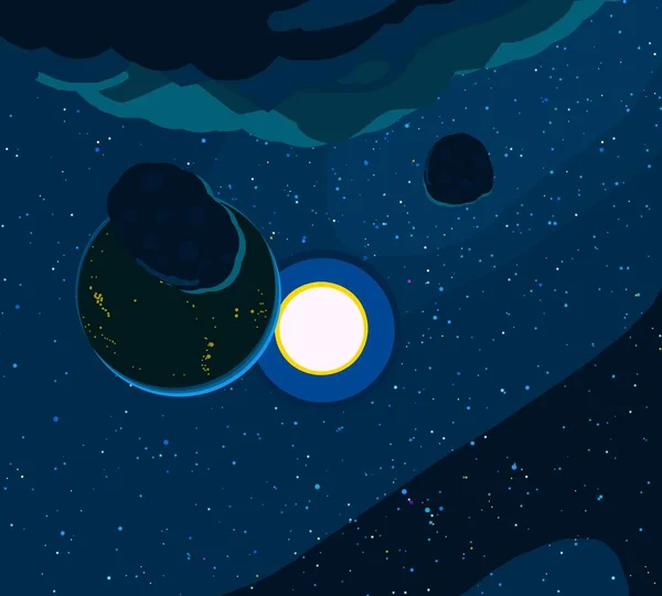 2d illustration. Cartoon draw style space picture. Deep vast space ...