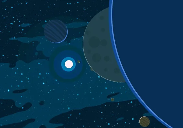 2d illustration. Cartoon draw style space picture. Deep vast space ...