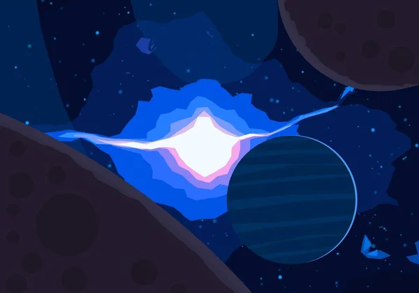 2d illustration. Cartoon draw style space picture. Deep vast space ...