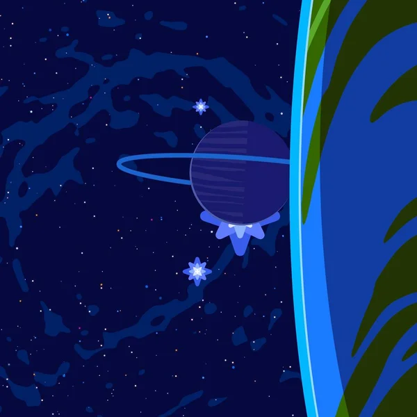 2d illustration. Cartoon draw style space picture. Deep vast space ...