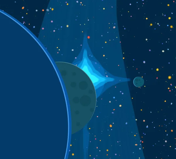 2d illustration. Cartoon draw style space picture. Deep vast space ...