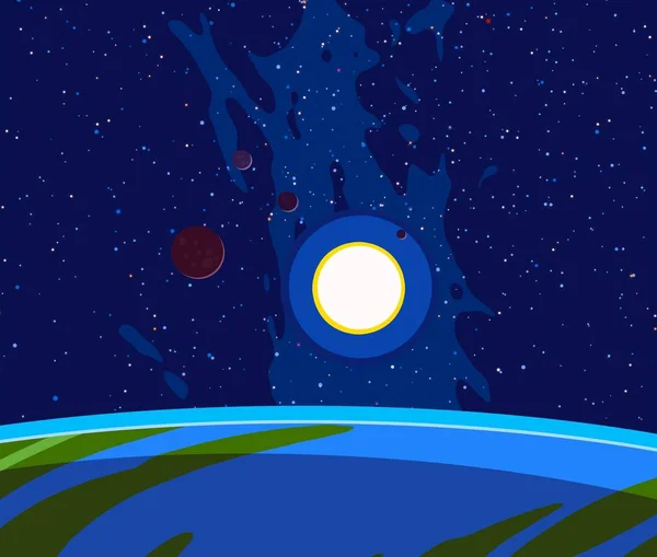 2d illustration. Cartoon draw style space picture. Deep vast space ...