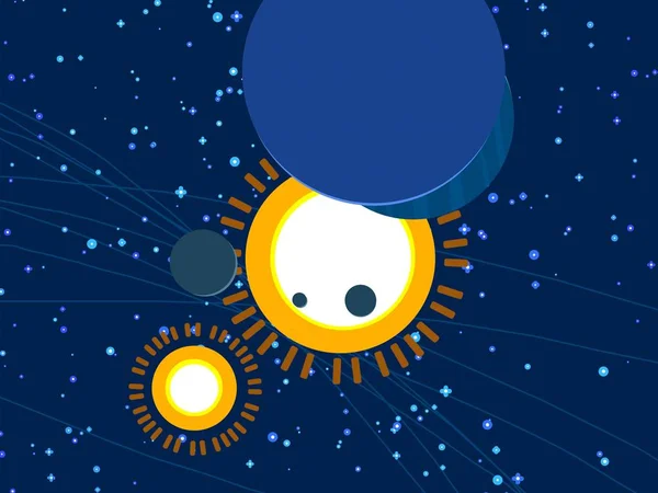 2d illustration. Cartoon draw style space picture. Deep vast space ...