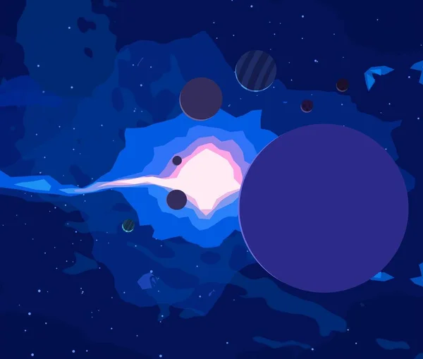 2d illustration. Cartoon draw style space picture. Deep vast space ...