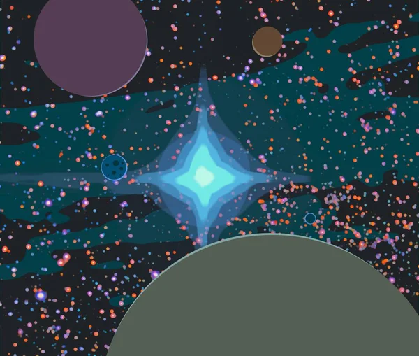 2d illustration. Cartoon draw style space picture. Deep vast space ...
