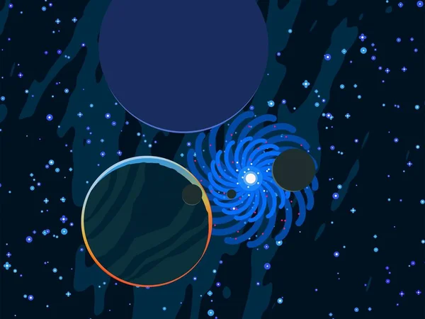 2d illustration. Cartoon draw style space picture. Deep vast space ...