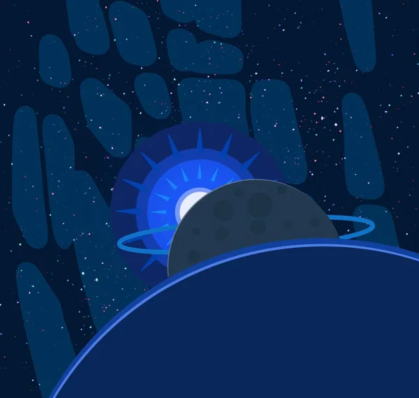 2d illustration. Cartoon draw style space picture. Deep vast space ...