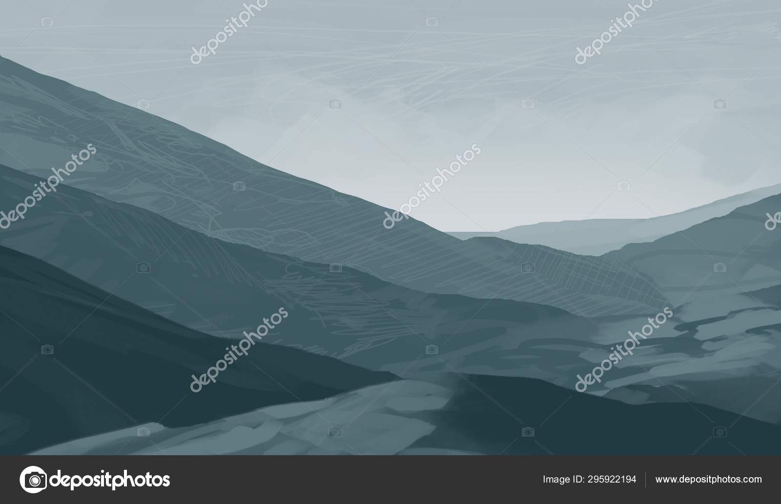 Illustration Mountains Scotland Digital Painting Art Hand Made Drawing ...