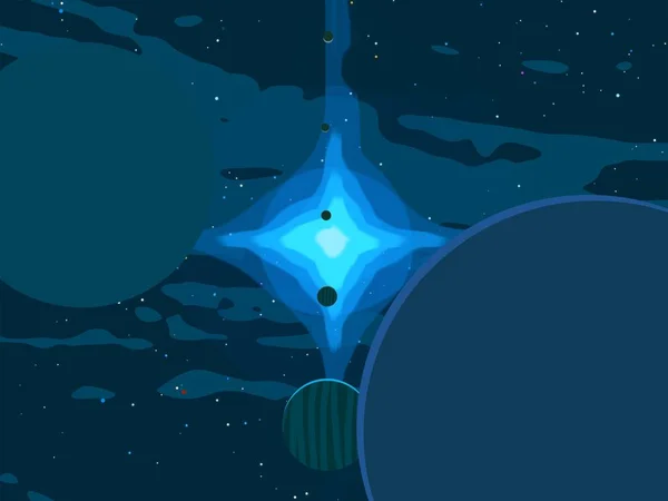 2d illustration. Cartoon space background picture. Deep vast space ...