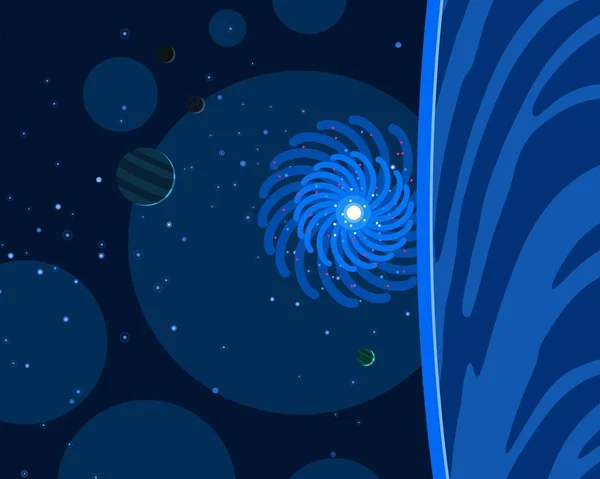 2d illustration. Cartoon space background picture. Deep vast space ...