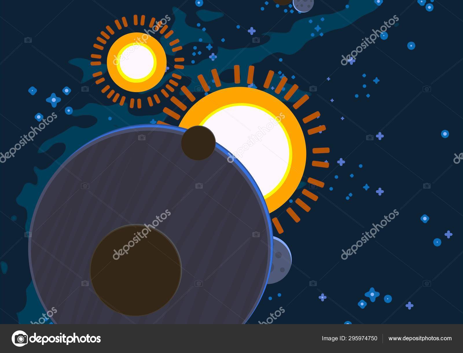 Illustration Cartoon Draw Style Deep Interstellar Space Stars Planets ...