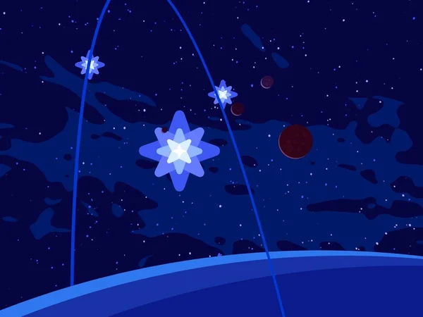 2d illustration. Cartoon draw style space picture. Deep vast space ...