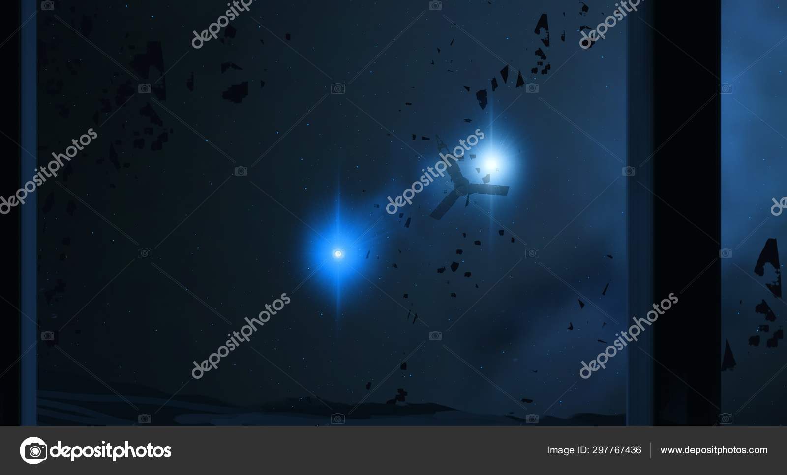 Illustration Deep Vast Space Bright Stars Planets Moons Various Science ...