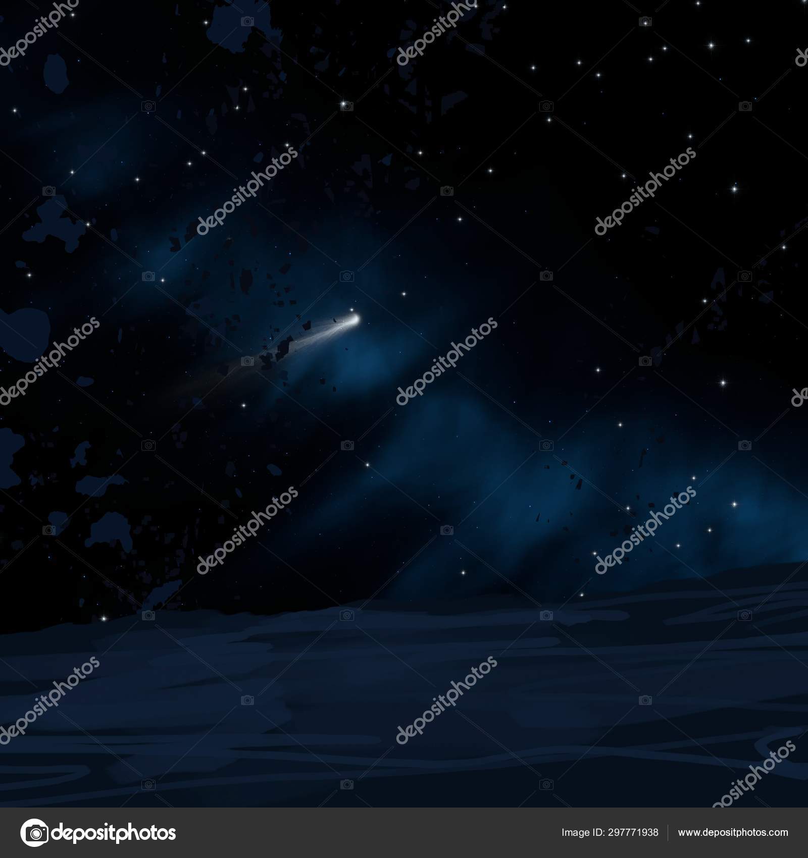 Illustration Deep Vast Space Bright Stars Planets Moons Various Science ...
