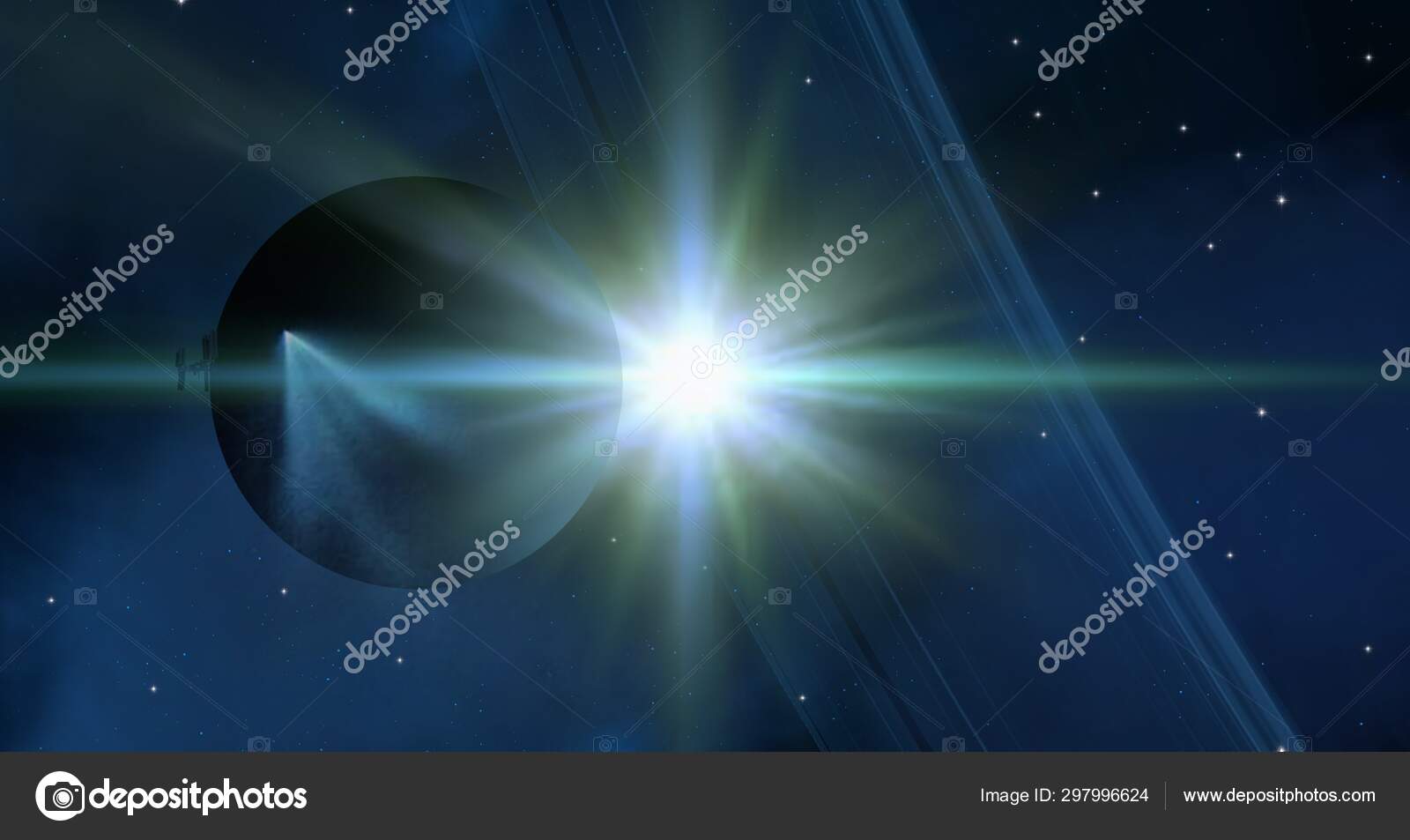 Illustration Deep Vast Space Bright Stars Planets Moons Various Science ...