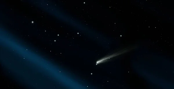 2d illustration. Deep vast space. Stars, planets and moons. Various ...